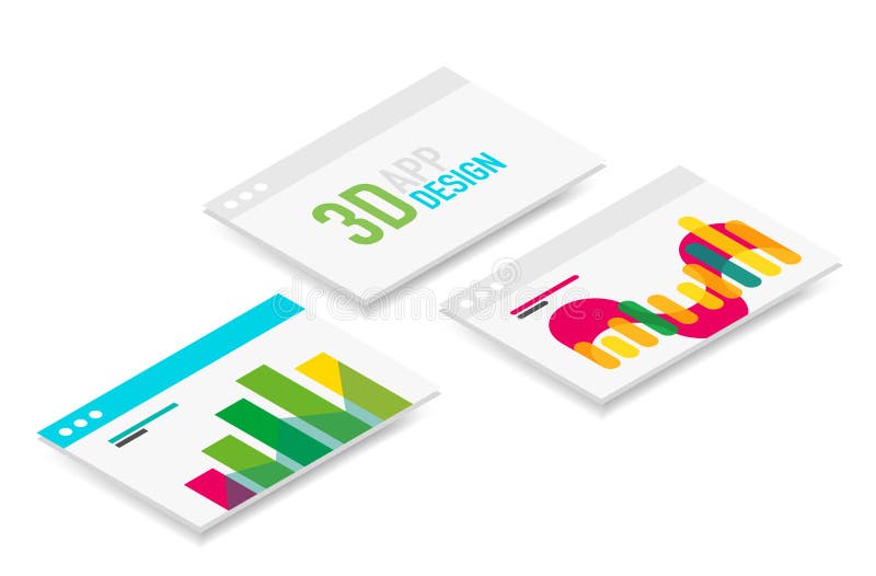 Isometric 3d User Interface Design Stock Vector - Illustration of ...