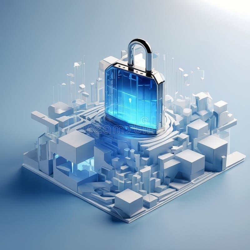 3D Isometric Privacy and Data Protection Concept with Hero Protect Data ...