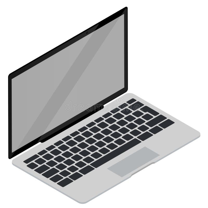 Isometric 3d Vector Illustration of Open Laptop Isolated on White ...