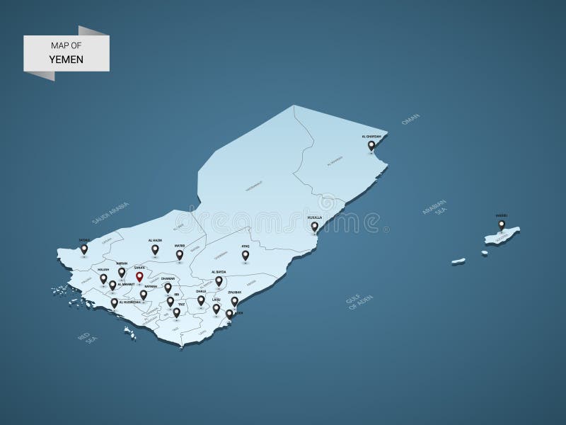 Isometric 3D Yemen Vector Map Concept. Stock Vector - Illustration of ...