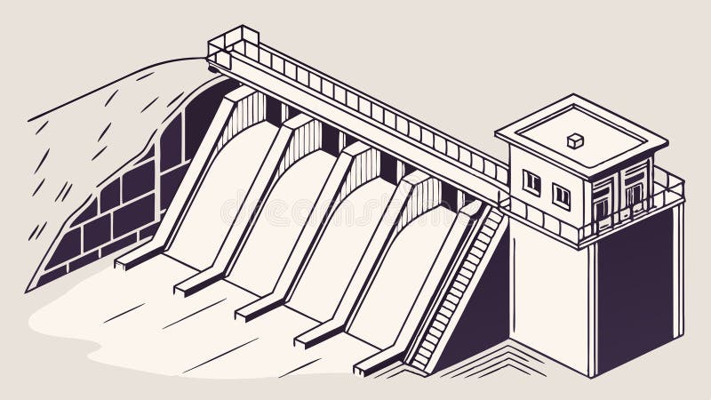 Isometric Dam Structure with Water Flow, Vector Design Generative AI ...