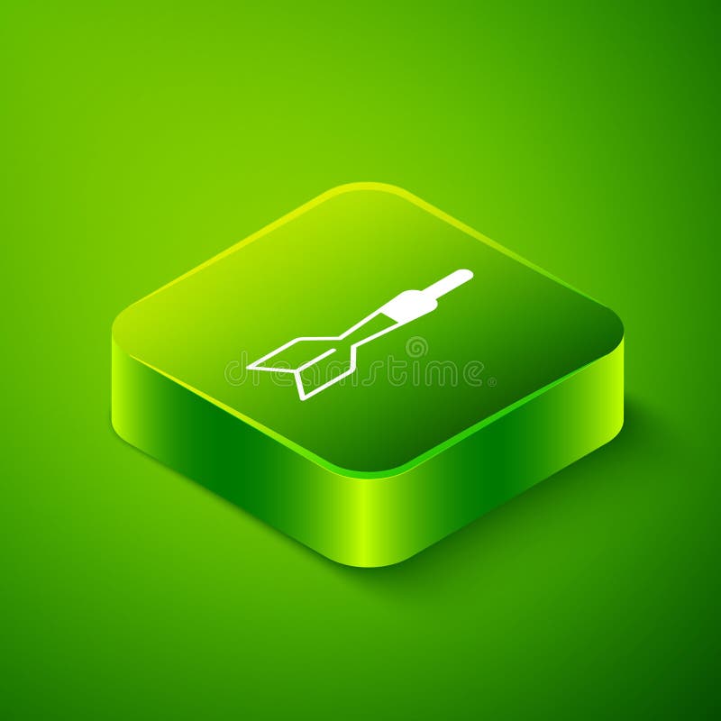 Isometric Dart Arrow Icon Isolated on Green Background. Green Square ...