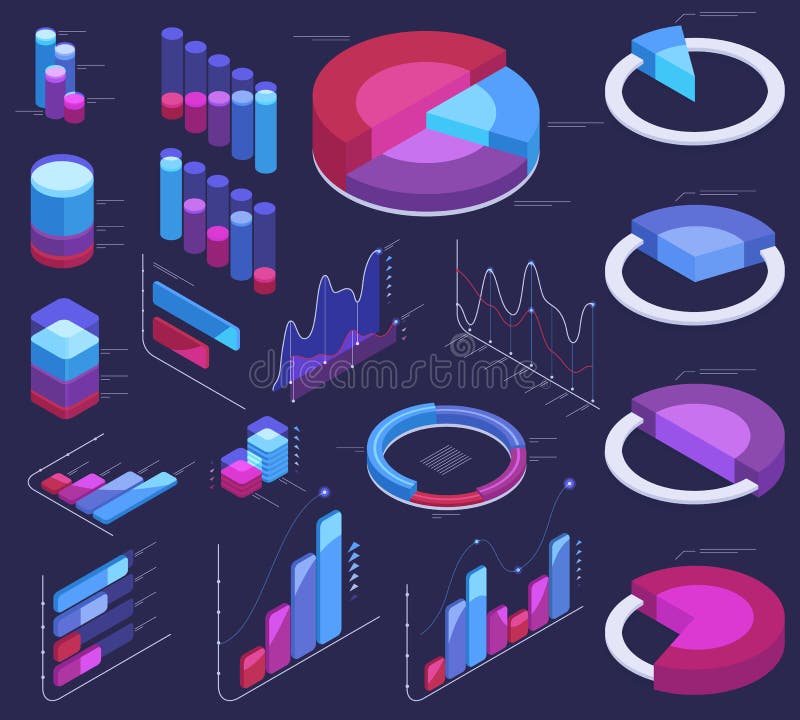 Isometric Data Analysis, 3d Graphic Chart Infographic Elements Stock ...