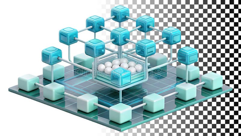 Isometric Data Blocks, Abstract Network, Technology Structure Png Transparent Image Generative ...