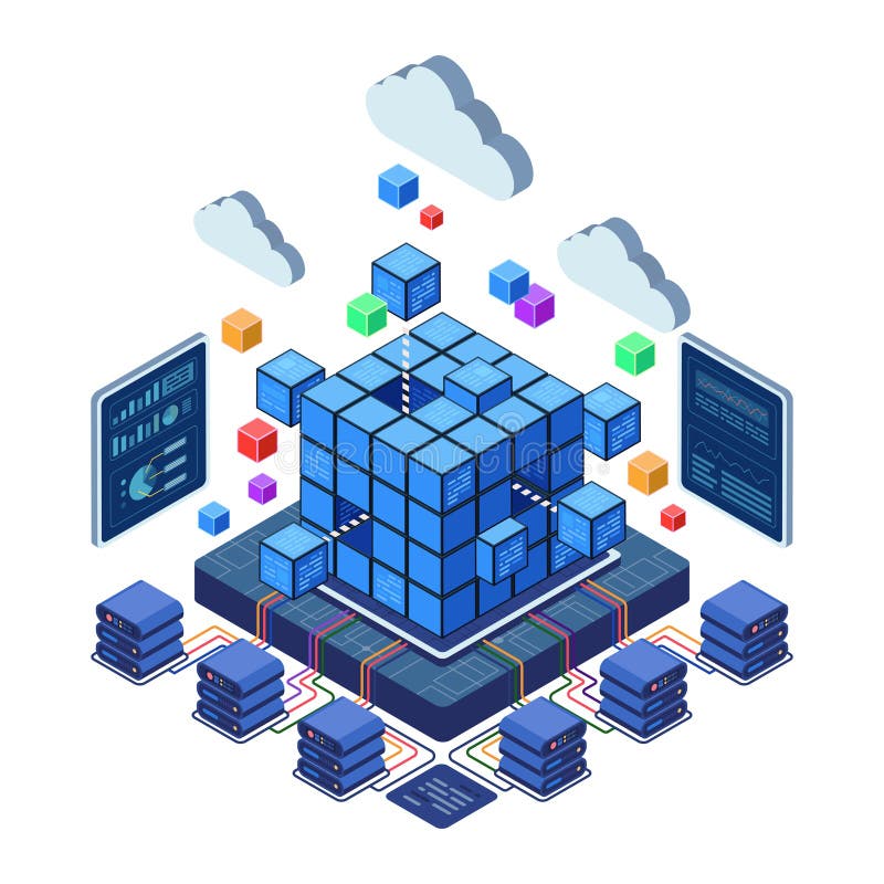 Isometric Data Center Block with Servers and Cloud Computing Stock ... Isometric Data Center Block with Servers and Cloud Computing Stock ...