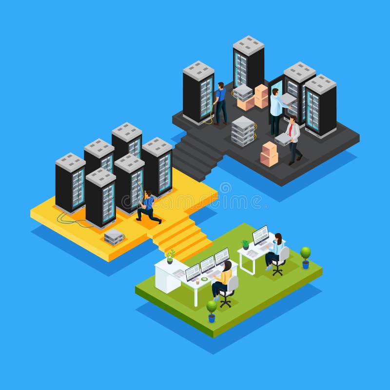 Data Center Isometric View stock vector. Illustration of building ...