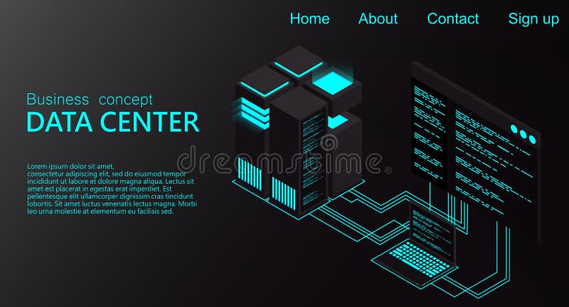Isometric Data Center. 3d Isometric Concept Big Data Center with Server ...
