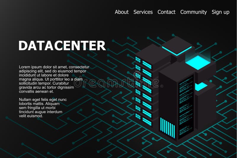 Isometric Data Center. 3d Isometric Concept Big Data Center with Server ...