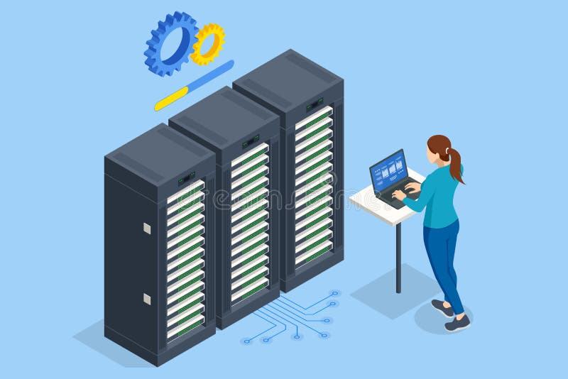 Isometric Data Center Equipment . Modern Telecommunications, Artificial ...