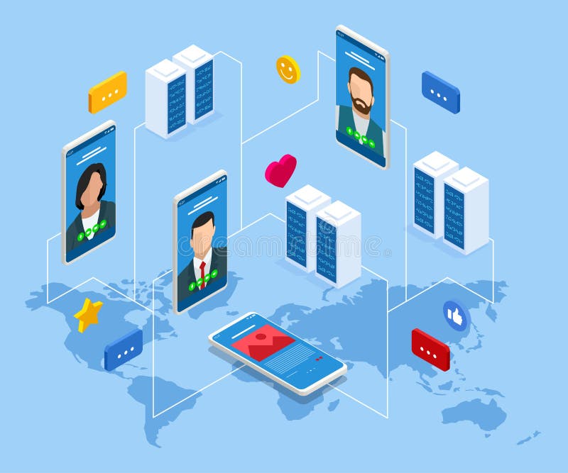 Isometric Data Center Equipment . Modern Telecommunications, Artificial ...