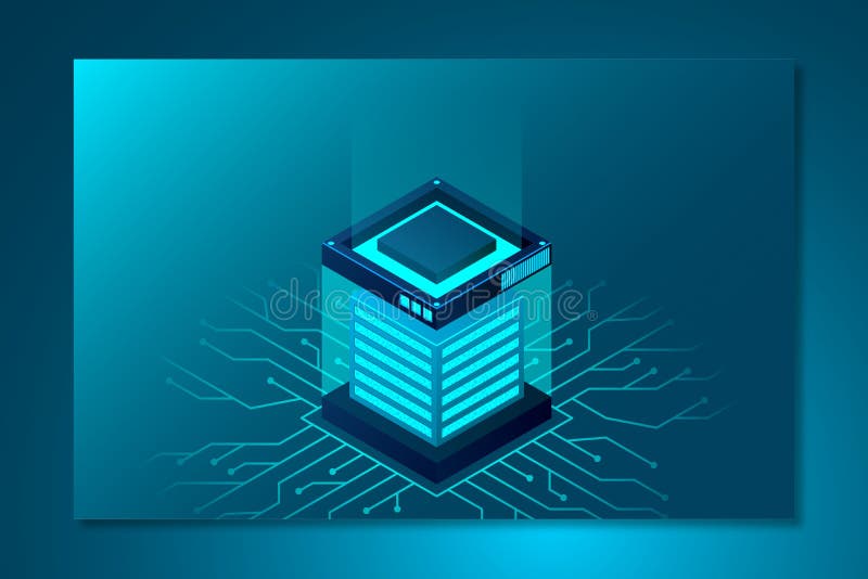 Isometric Data Center Landing Page. Isometric Servers Vector Design ...