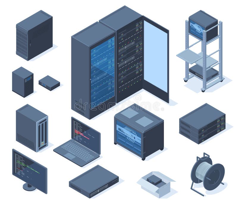 Isometric Data Center, Network Technology and Hosting Servers Equipment ... Isometric Data Center, Network Technology and Hosting Servers Equipment ...