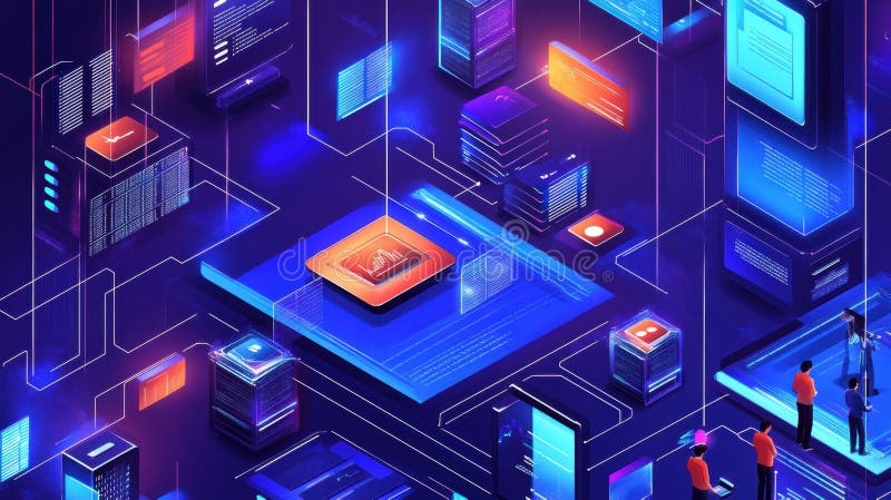 AI-Generated Digital Landscape Stock Illustration - Illustration of ...