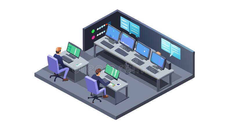 Isometric Data Monitoring Room Network Operations Center, Vector Design Generative AI Stock ...