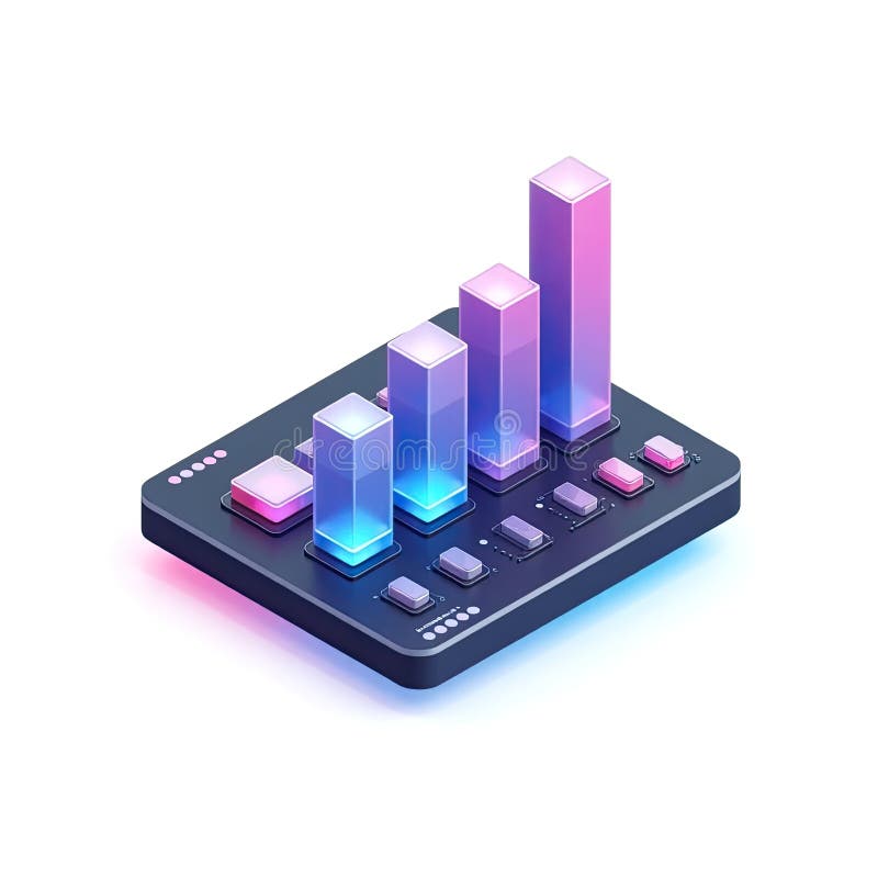 Isometric Data Visualization with Abstract Bar Graph Display Stock ...