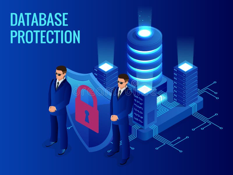 Isometric Database Protection Concept Server Room Rack Database