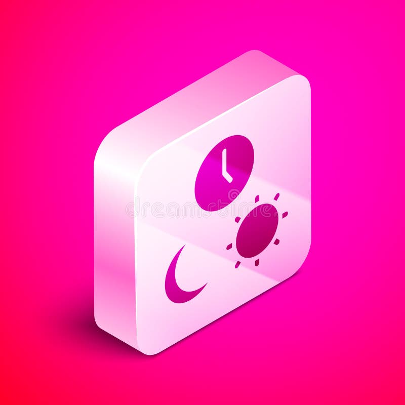 Isometric Day and Night with Time Icon Isolated on Pink Background ...