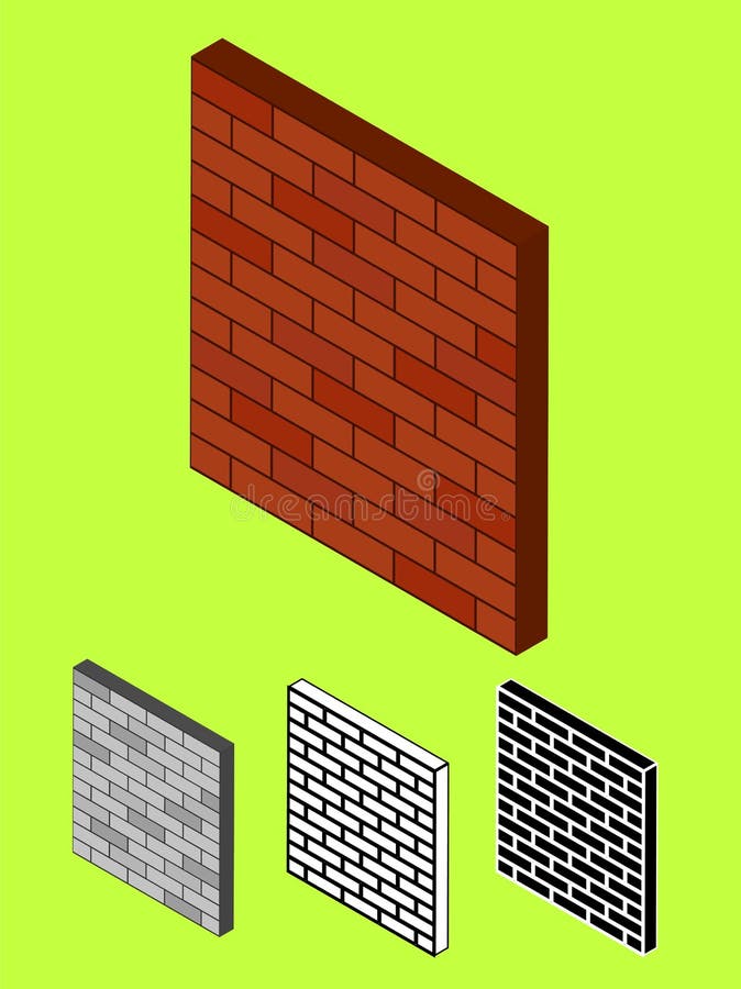 Isometric Decorative Brick Wall Stock Vector - Illustration of element ...