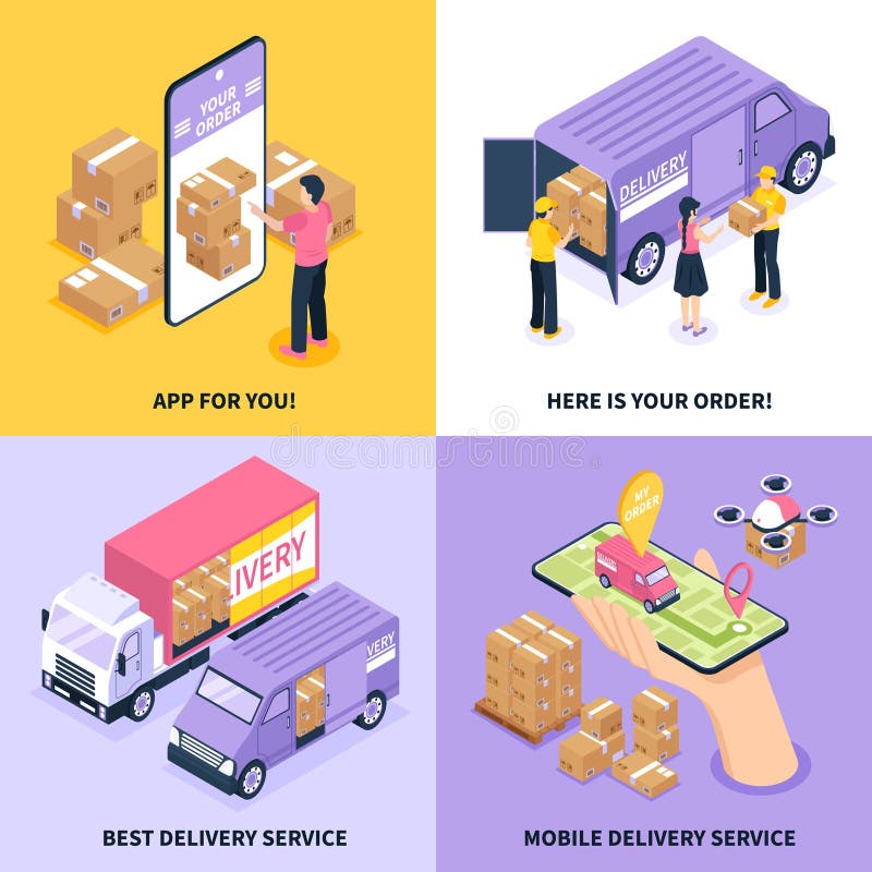 Isometric Delivery Illustration Concept Collection Stock Illustration ...