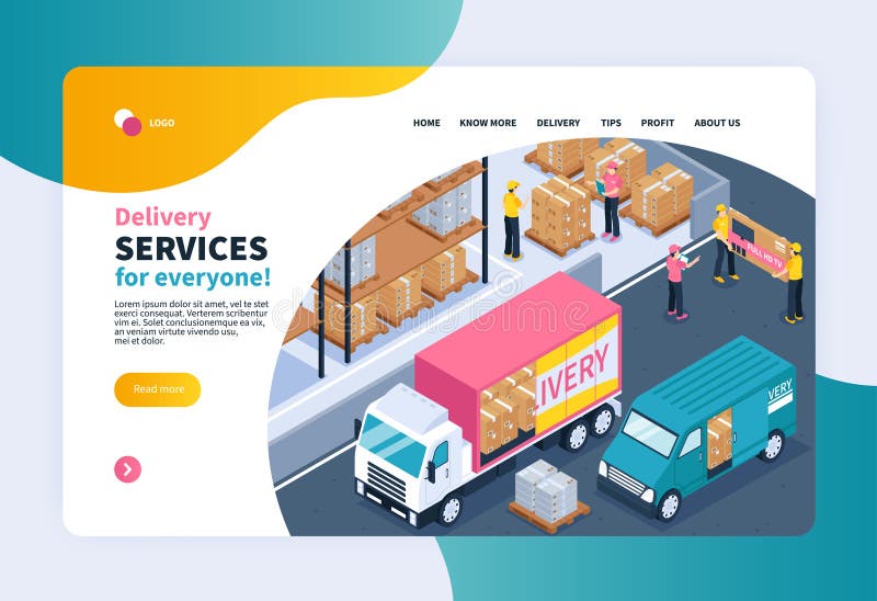 Isometric Delivery Landing Page Template Stock Illustration ...