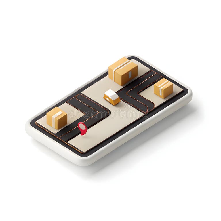 Isometric Delivery Map with Parcels and Vehicle Tracking Stock ...