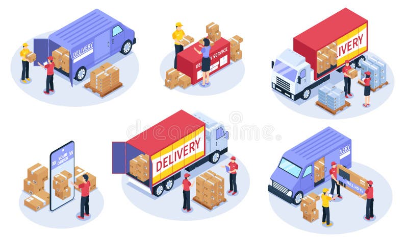 Isometric Delivery Mini Compositions Collection Stock Illustration ...