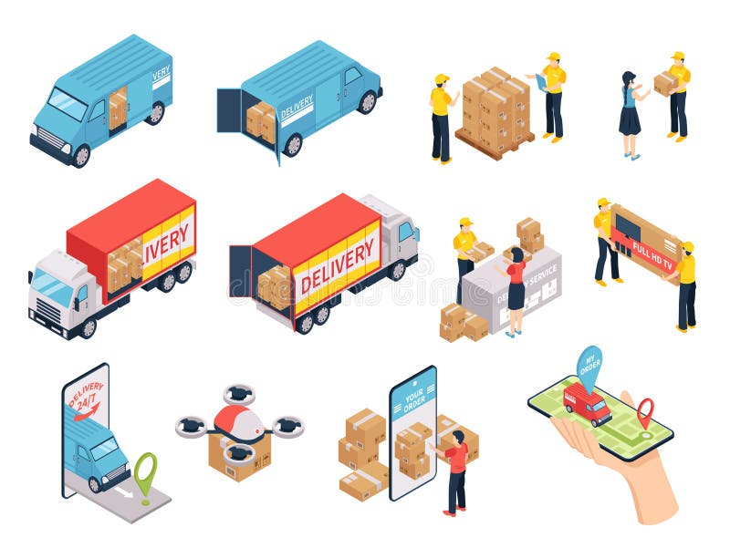 Isometric Delivery Original Set Collection Stock Illustration ...