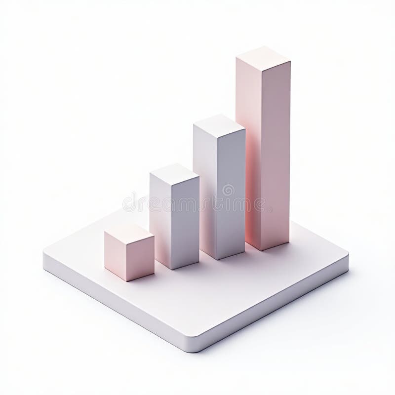 An Isometric Depicting of Pink Bar Chart Stock Illustration ...