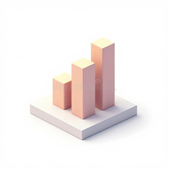 An Isometric Depicting of Pink Bar Chart Stock Illustration ...