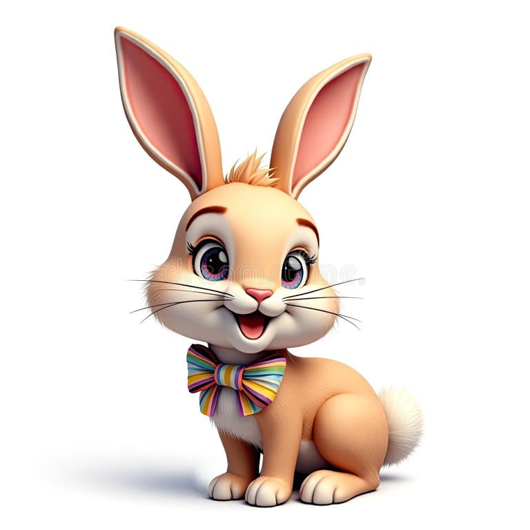 An Isometric Depiction of a Cheerful Easter Bunny Stock Illustration ...