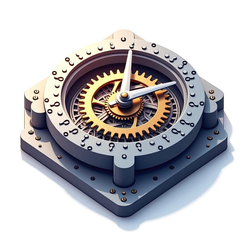 An Isometric Depiction of Clock Icon Stock Illustration - Illustration ...