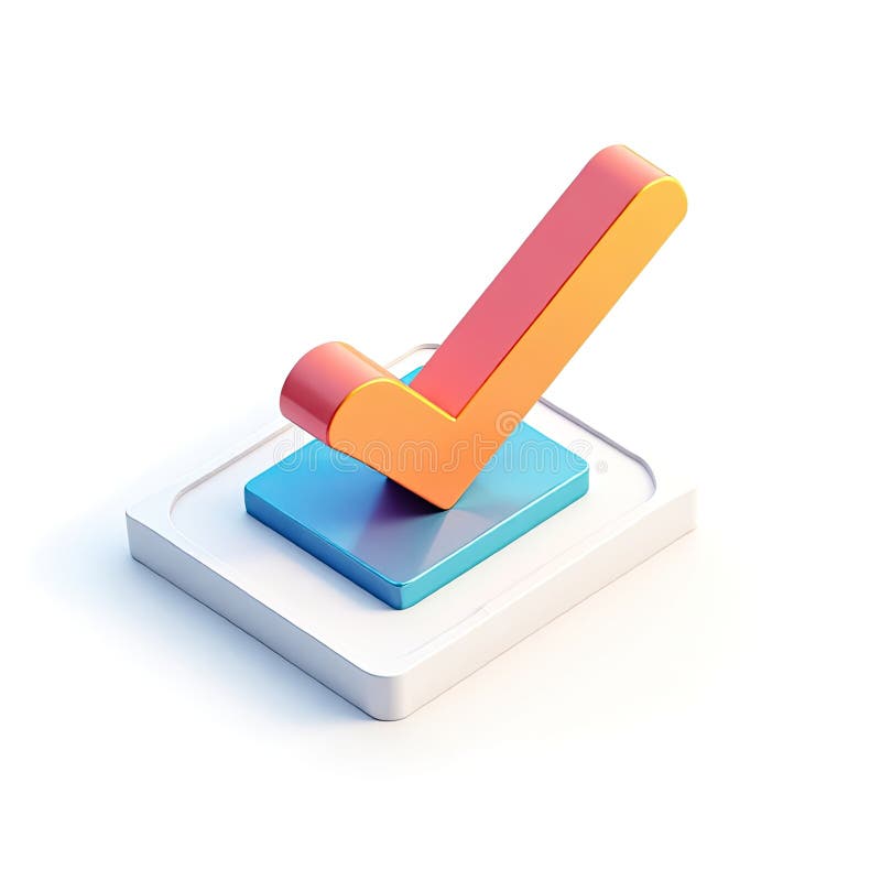 An Isometric Depiction of Colored Checkmark Icon Stock Illustration ...