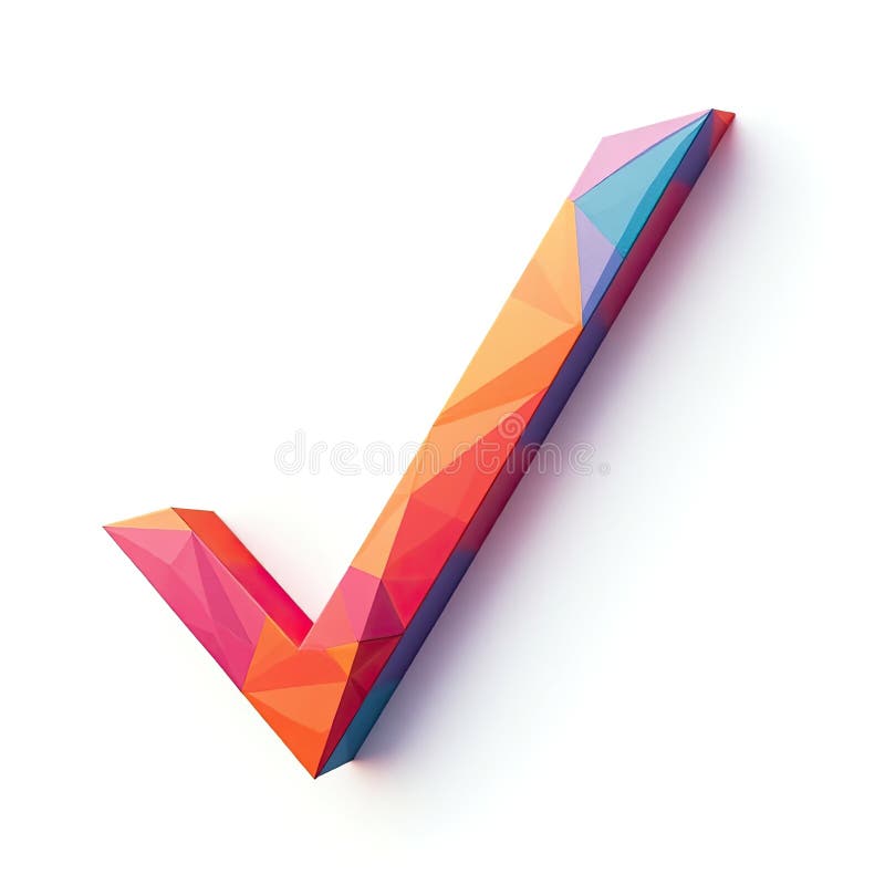 An Isometric Depiction of Colored Checkmark Icon Stock Illustration ...