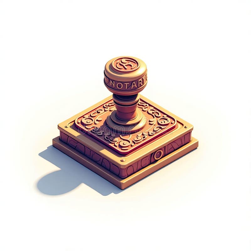 An Isometric Depiction of Colorful Notary Stamp Stock Illustration ...