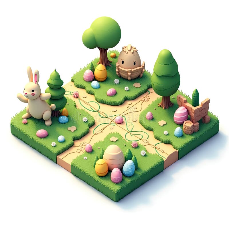 An Isometric Depiction of Egg Hunt Map Icon Stock Illustration ...