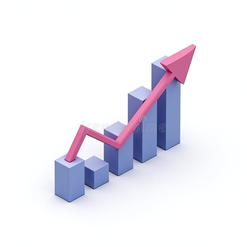 An Isometric Depiction of a Graph with Upward Trend Icon Stock ...