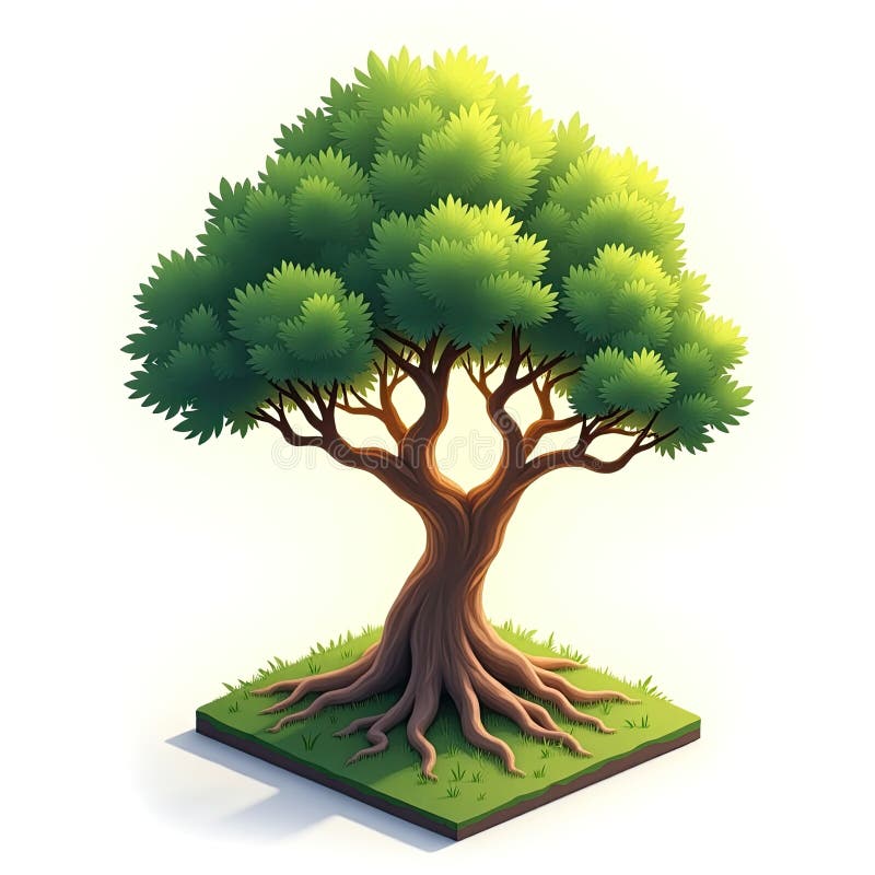 An Isometric Depiction of Healing Tree Icon Stock Illustration ...