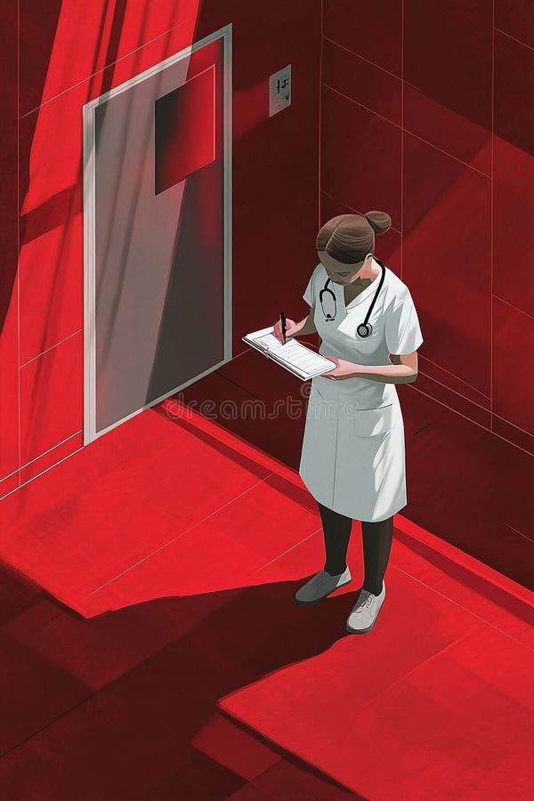Isometric Depiction of a Nurse Taking Notes on a Clipboard. Stock ...