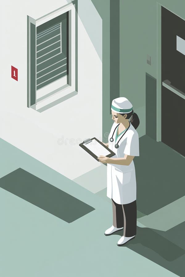 Isometric Depiction of a Nurse Taking Notes on a Clipboard. Stock ...
