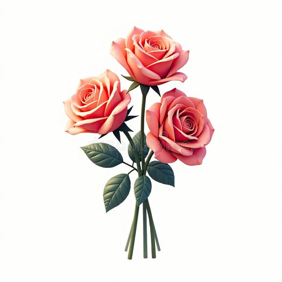 An Isometric Depiction of a Pink Rose Stock Illustration - Illustration ...