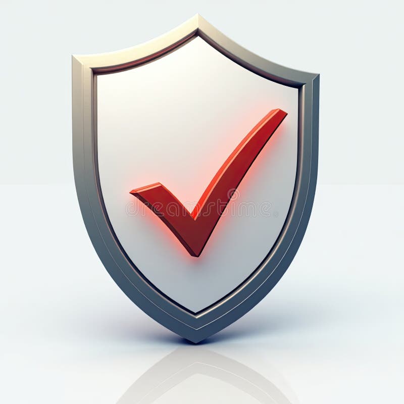 An Isometric Depiction of a Shield with a Checkmark Stock Illustration ...