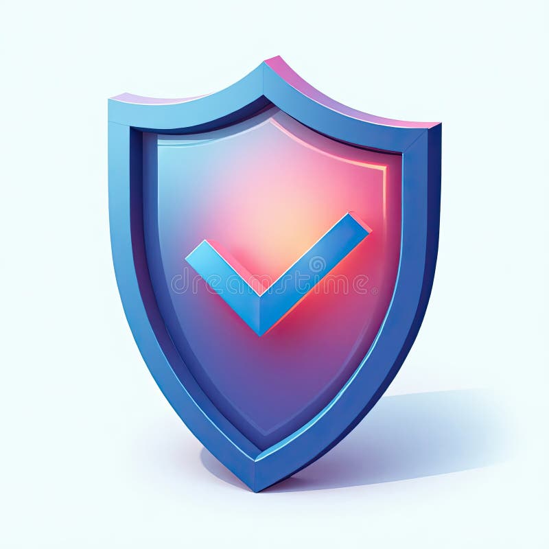 An Isometric Depiction of a Shield with a Checkmark Stock Illustration ...