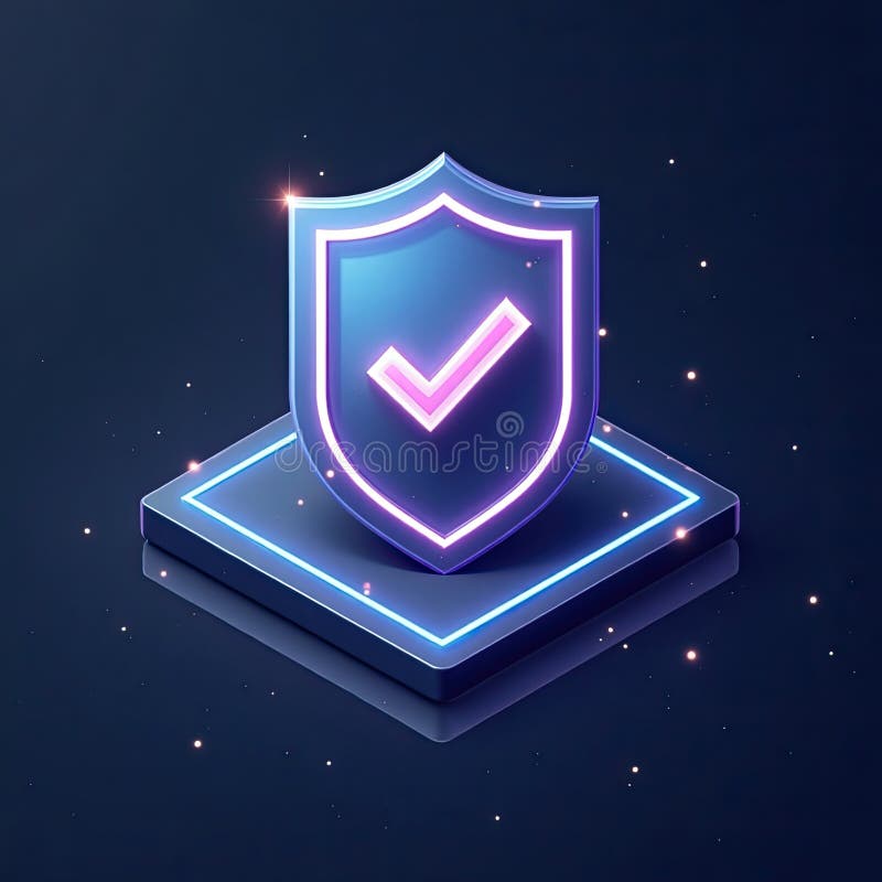 An Isometric Depiction of a Shield with a Checkmark Stock Illustration ...