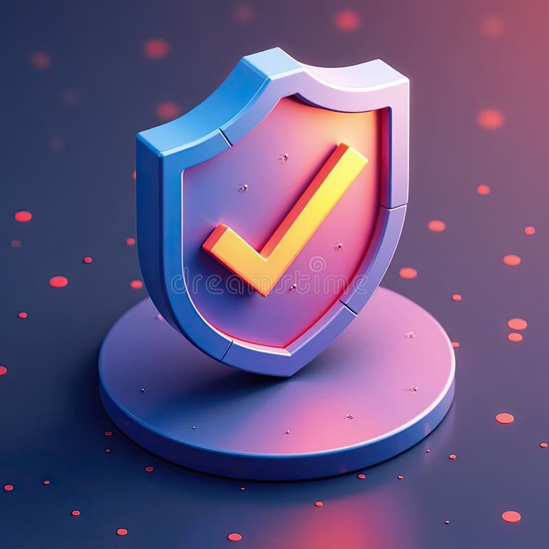 An Isometric Depiction of a Shield with a Checkmark Stock Illustration ...