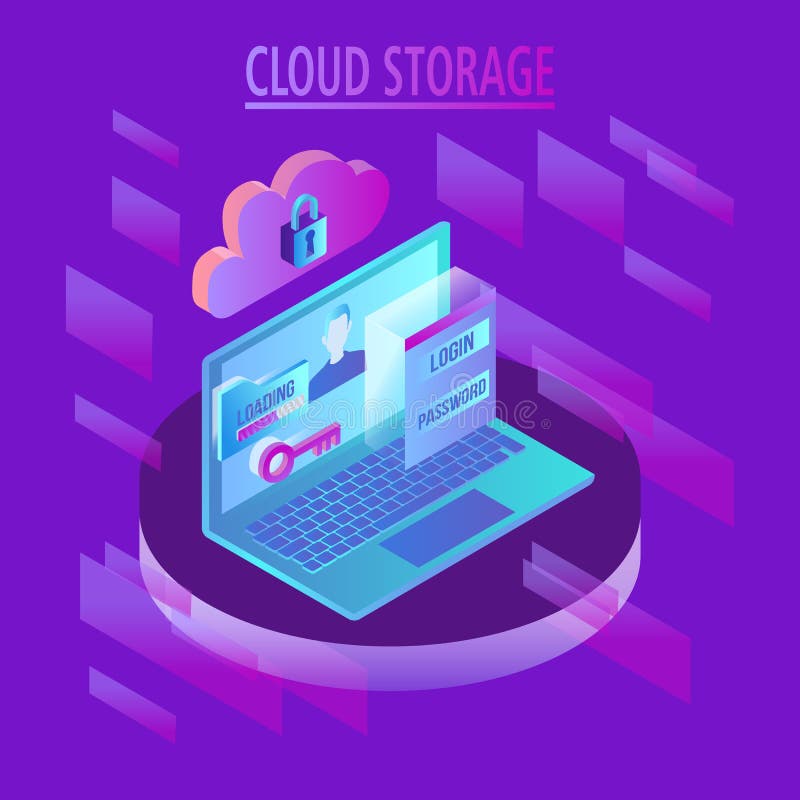 Isometric Design Concept Cloud Technology Data Transfer and Storage Stock Vector - Illustration ...