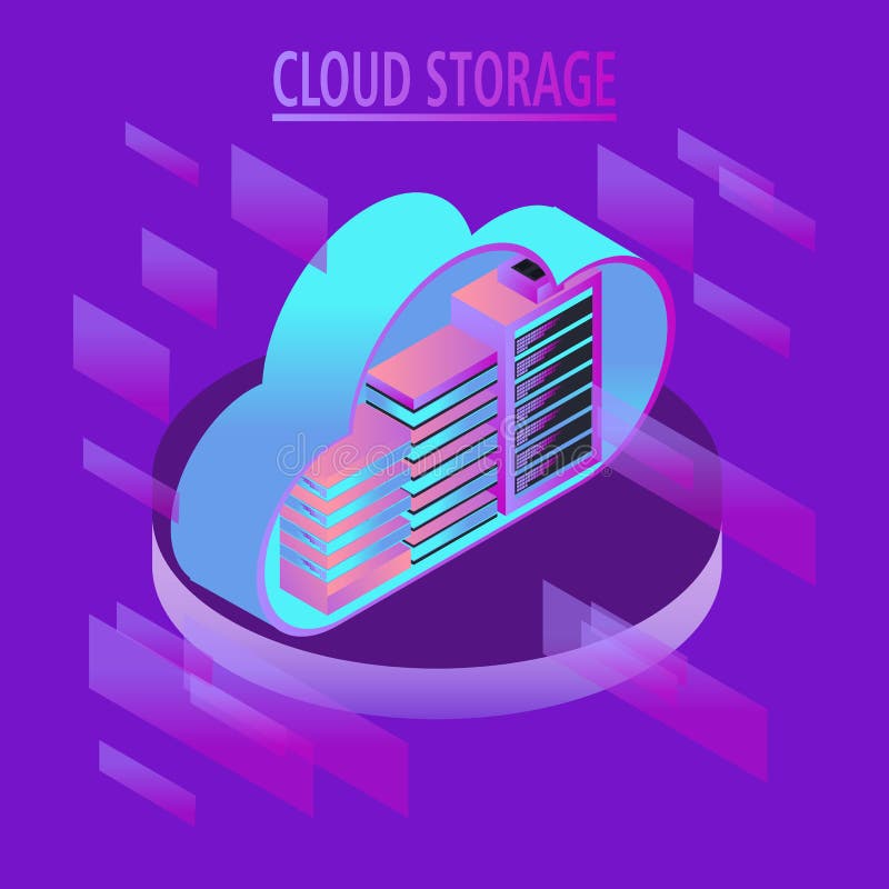 Isometric Design Concept Cloud Technology Data Transfer and Storage Stock Vector - Illustration ...