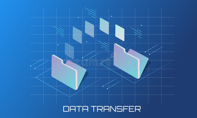 Isometric Design Concept of Data Transferring, Copy Data, File Transfer ...