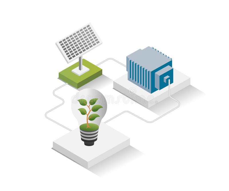 Isometric Design Concept Illustration. Solar Panel Energy Stock ...