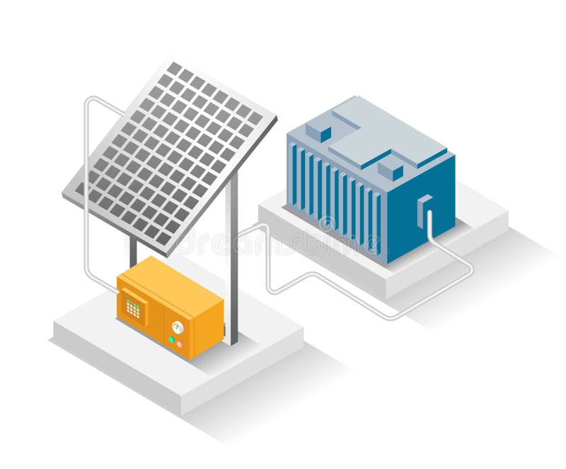 Isometric Design Concept Illustration. Solar Panel Energy Storage Stock ...