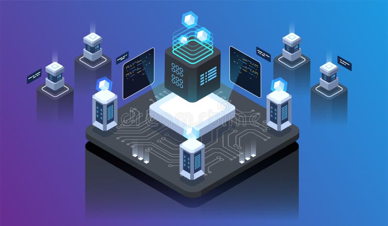 Isometric Design Concept Virtual Reality and Augmented Reality. Software Development and ...